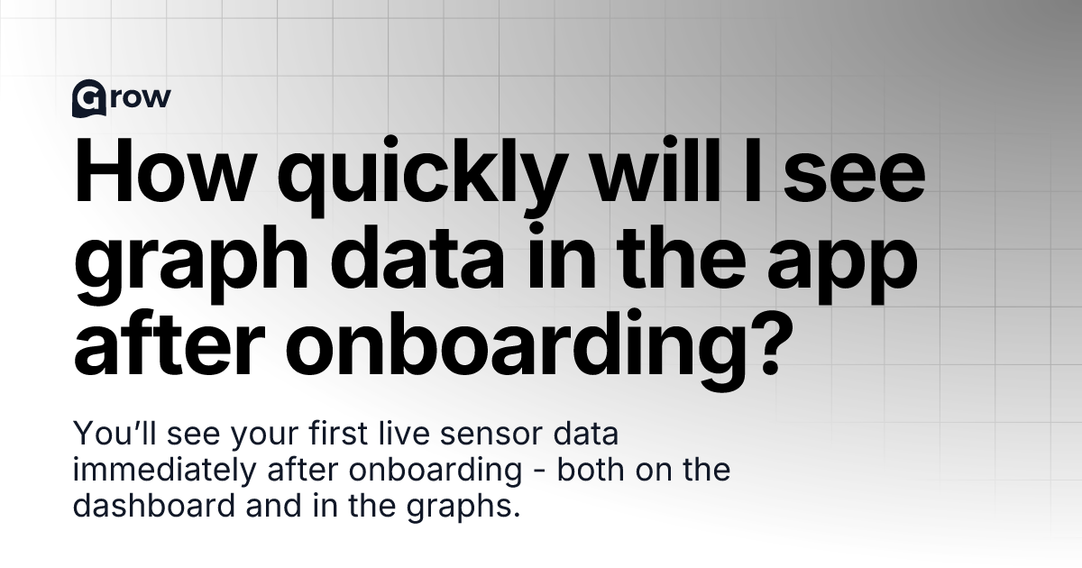 How quickly will I see graph data in the app after onboarding? | Grow